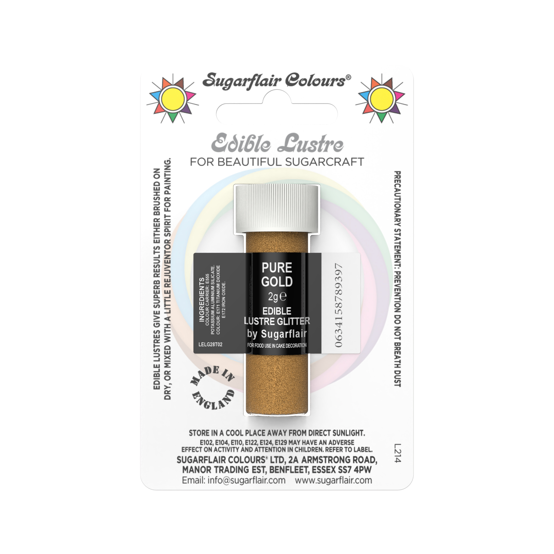Sugarflair Lustre Glitter – Pure Gold 2g – Sugar Flair