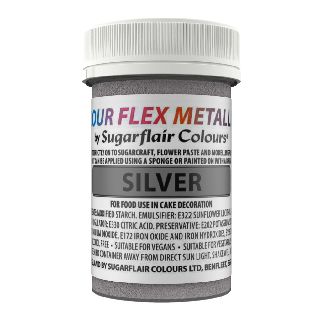 Colour Flex – Silver Metallic Edible Paint 25ml – SugarFlair