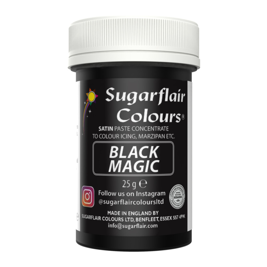 Sugarflair Satin Paste Colour – Black Magic Titanium Free 25g – SugarFlair