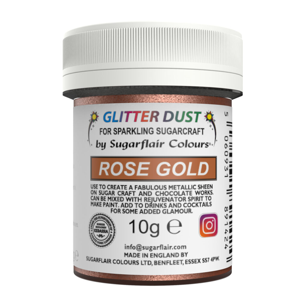 Sugarflair Edible Glitter Dust – Rose Gold 10g – SugarFlair